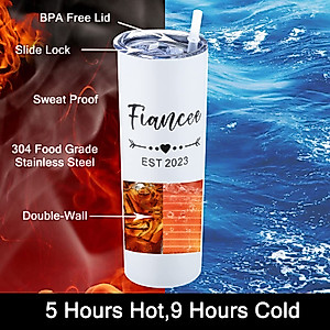 DHQH Fiance and Fiancee 2023 Tumbler Set, Engagement Wedding Gifts for Couples Newlyweds Wife Husband Bride To Be Newly Engaged 20oz Travel Tumbler Bachelorette Party Gifts.