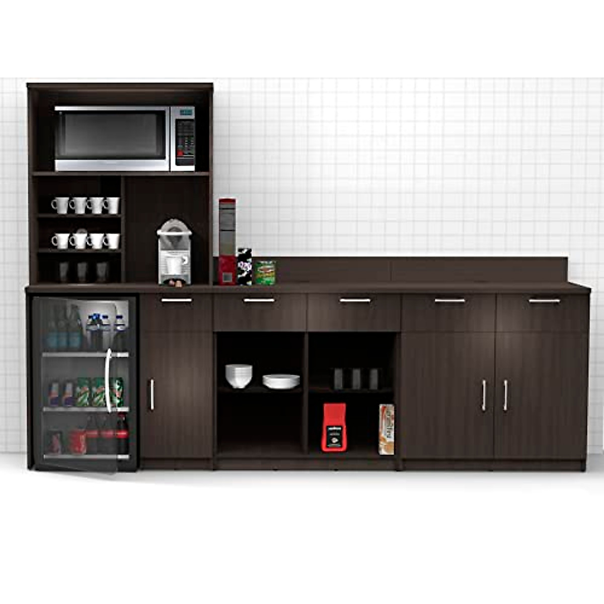 Breaktime Coffee Break Lunch Room Furniture Buffet Model 3257 4 Piece Group Color Espresso - Factory Assembled (NOT RTA) Furniture Items ONLY.