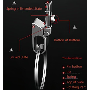 Mortise Lock Design Titanium Key Belt Clip Keychain Clip Belt Loop Key Chain Holder Key Hook for Pants Purse Belt Key Clasp With One Ti ring (Patented)