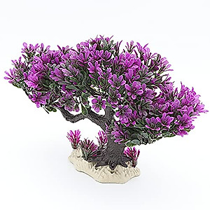 HRRIVE Fish Tank Aquarium Plants, Professional Fish Tank Decorations, Artificial Aquatic Plants, Betta Fish Accessories, Curved Branch Design, Made of Plastic, Pack of 1, Purple