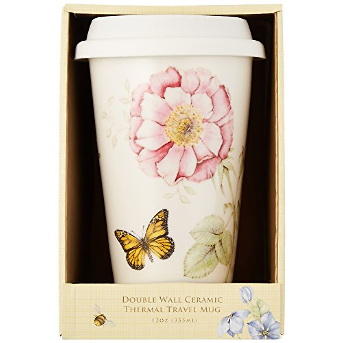 Lenox 837583 Butterfly Meadow Thermal Travel Mug, Multicolor, 1 Count (Pack of 1)
