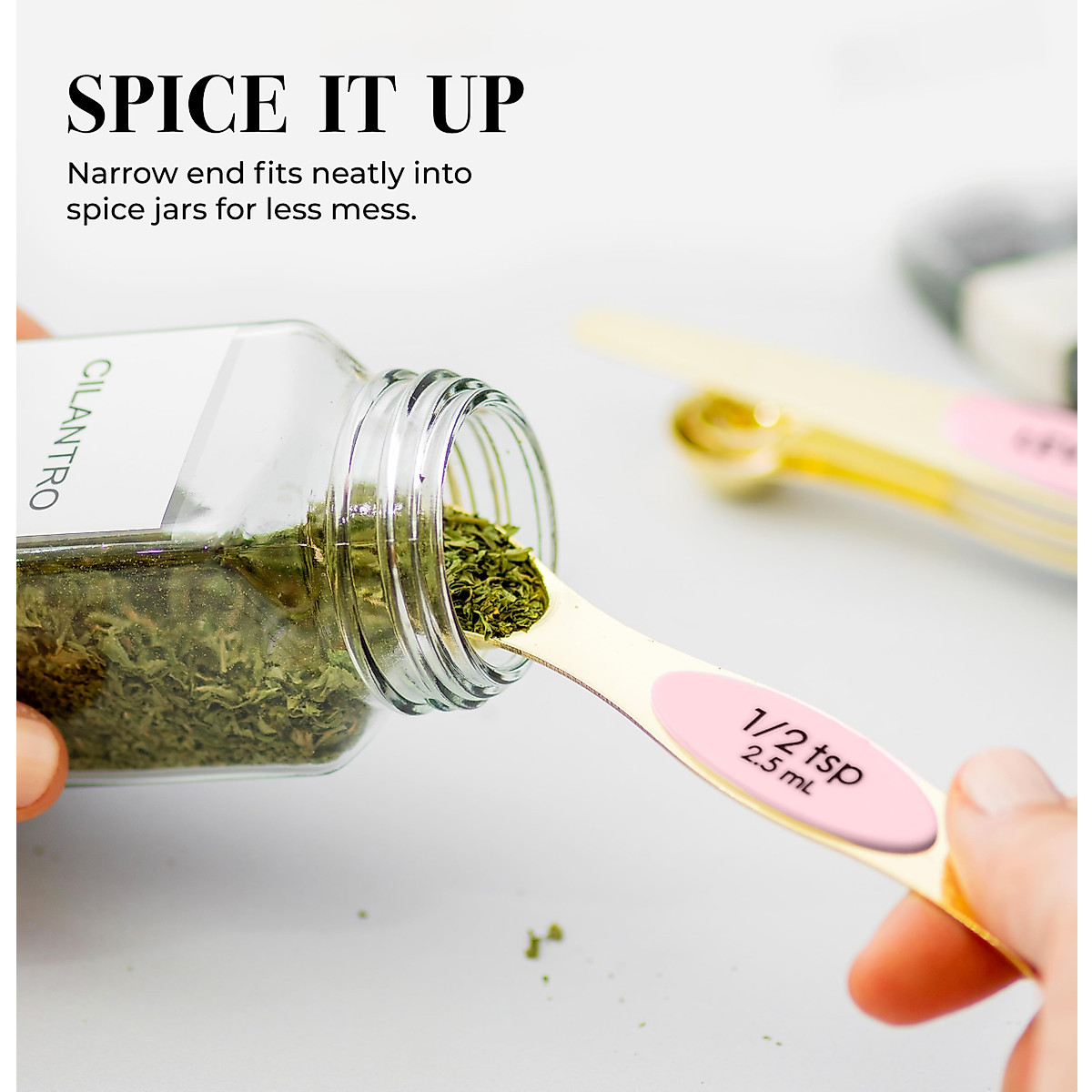 Pink Magnetic Measuring Spoons Set - 8-Piece Dual-Sided Stainless Steel Spoons, Stackable and Spice Jar Friendly – Stylish Pink Kitchen Accessories for Cooking and Baking