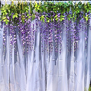 DearHouse 6 Pieces 3.6 Feet Artificial Wisteria Garland, Artificial Flowers Garland Silk Wisteria Vine Hanging Flower for Wedding Home Party Garden Outdoor