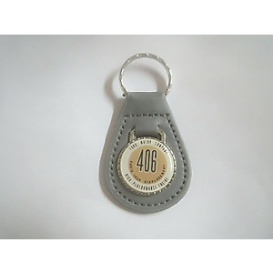 1962 1963 1964 GALAXIE 406 HIGH PERFORMANCE ENGINE LOGO LEATHER KEYCHAIN - GREY
