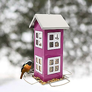 Goodeco Metal Bird Feeder Garden Decor - Bird Feeders for Outdoors Hanging,Country House Design Squirrel Proof,Easy Cleaning & Refills,Grandpa Gifts,4.7 * 10.2" (Purple)