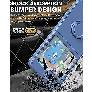 Hongxinyu for Samsung Galaxy Z Flip5 5G 2023 Case,Slim Liquid Silicone Couple Ring Kickstand Soft Anti-Scratch Microfiber Lining Protection Bumper Case for Galaxy Z Flip5 (Purple)