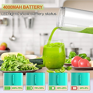 Portable Blender for Shakes and Smoothies, Vaeqozva 16OZ Personal Blender 6 Ultra Sharp Blades, Magnetic USB Rechargeable mini Blender bottle for Travel/Picnic/Office/Gym/Home