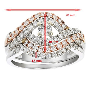 VIR JEWELS 1 cttw Diamond Wedding Engagement Ring Set 14K Pink Gold Curve Bridal Size 7