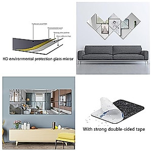 Socokici Shatterproof Full Length Wall Mirror,4Pcs Self Adhesive Acrylic 2MM Thick Mirror Tiles,12" x 12" Flexible Stick on Mirror,Non Glass Safety Mirror for Gym,Bedroom,Door,Bathroom