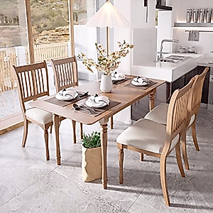 Giantex Farmhouse Dining Table, Extendable Butterfly Leaf Dinette Table w/Mahogany Finish & 4 Rubber Wood Legs, Rectangle Extension Kitchen Dinner Table for Kitchen Dining Room (Rustic Brown)