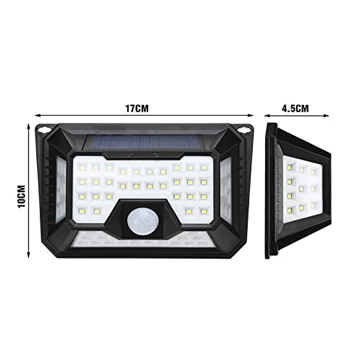 DHAEY 1pack Led Street Lighting 100W Solar Light 66 LEDs 4 Side Outdoor Solar PIR Motion Sensor Garden Wall Lamp 3 Mode Lamp Waterproof IP65 Luopan Tracking Lighting