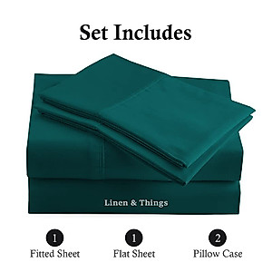 Family XL Size (144" x 84") 800 Thread Count Luxury Egyptian Cotton Bed Sheets, Sateen Weave, 4PCs Luxury Soft Bed Sheet Set 15" Deep Pocket - Teal Solid