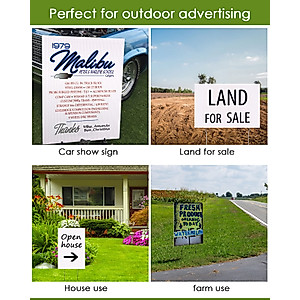 Blank Yard Signs With Stakes 17x12 Inches, Outdoor Corrugated Plastic Board For Estate Garage Yard Sale Signs, Diy Lawn Ground Signs, 6pcs Make Outside Sign Kit White