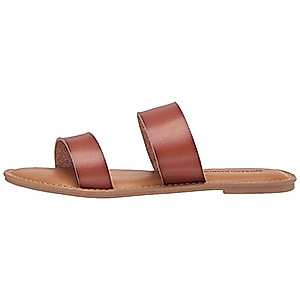 Amazon Essentials Women's Two Band Sandal, Tan, 6