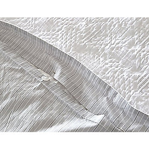 meadow park Matelasse Duvet Cover Set, 100% Cotton, Pre-Washed, Soft & Cozy, Woven Jacquard Textured, Modern Geo Design Bedding Set, King, White