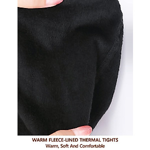 VERO MONTE 1 Pair Womens Opaque Fleece Lined Tights Plus Size Pantyhose (BLACK)