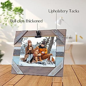 PETAFLOP Rustic Handmade Wooden Picture Frame with Unique Clip Design Made to Display 5x7 Photo Fliers, Menus, Message