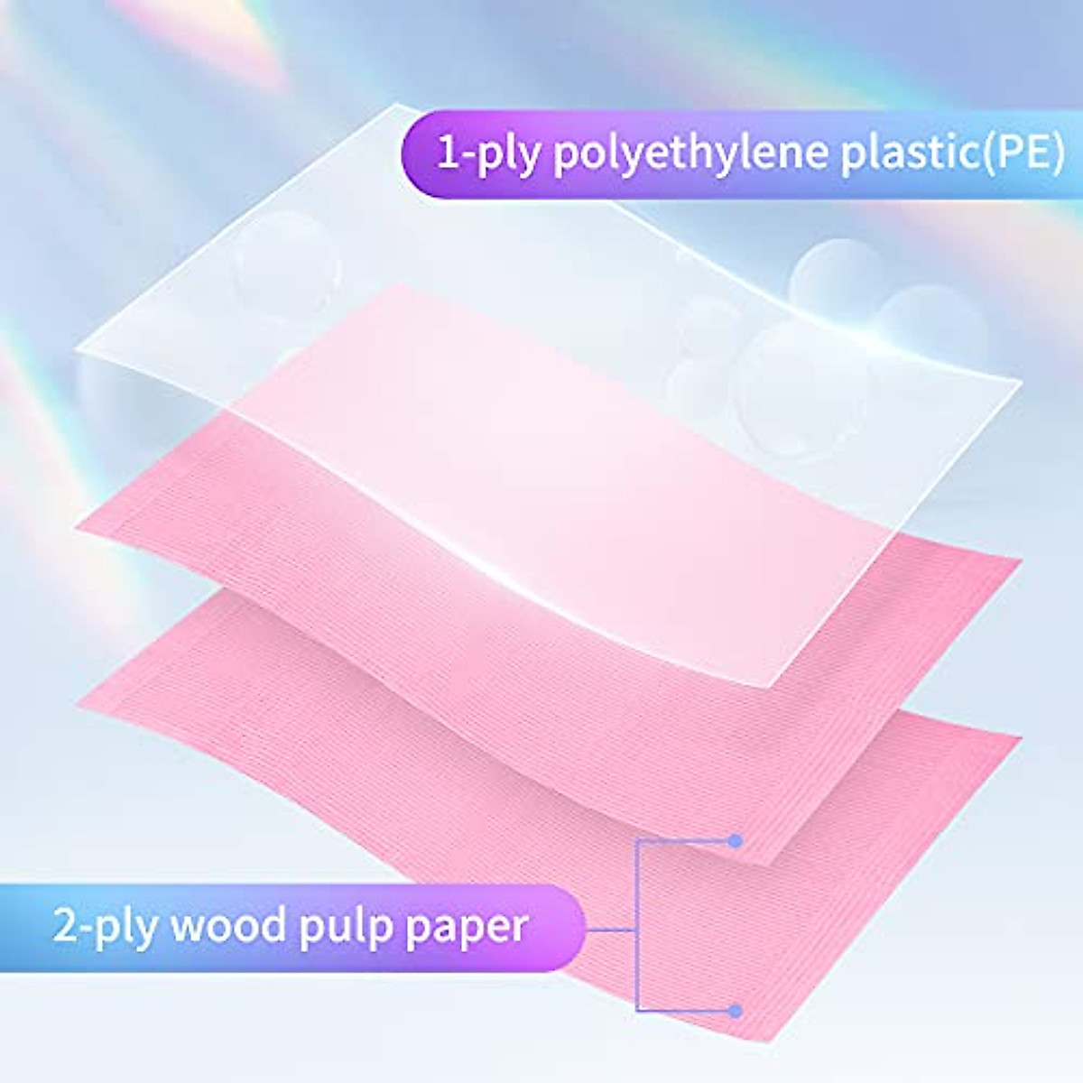 Dental Bib Disposable Pink Polyback Towel Waterproof Patient Bibs 3 Ply Tattoo Paper Napkins for Dental Clinic, Tattoo Piercing, Feeding - Soft and Fluid Resistant - 13&#039;&#039; x 18&quot;