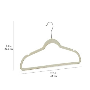 Amazon Basics Slim, Velvet, Non-Slip Suit Clothes Hangers, Ivory/Beige- Pack of 30