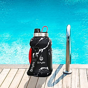 DR.HYDRO Half Gallon Water Bottle with Sleeve Includes Straw & Chug Lid - BPA Free Sports Water Jug | Leakproof Large Water Bottle with Silicone Handle (74 Ounce)