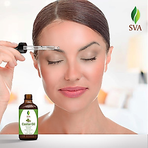 SVA Castor Oil 4 oz (118 ml) Premium Carrier Oil, Cold–Pressed, Hexane Free, with Dropper for Hair Care, Hair Oiling, Scalp Massage, Skin Care & Massage