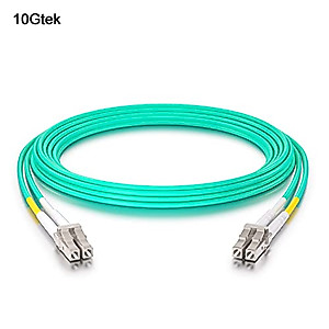 10Gtek Fiber Patch Cable - LC to LC OM3 10Gb/Gigabit Multi-Mode Jumper Duplex 50/125μm LSZH Fiber Optic Cord for SFP Transceiver, Aque, 1-Meter(3.3-ft)