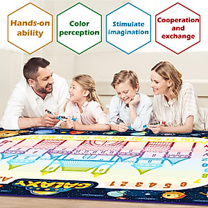 Jasonwell Aqua Water Doodle Mat 48 x 36 Inches Large Magic Drawing Doodling Mat Coloring Mat Educational Toys Christmas Birthday Gifts for Kids Toddler Boys Girls Age 2 3 4 5 6 7 8 Year Old (Galaxy)