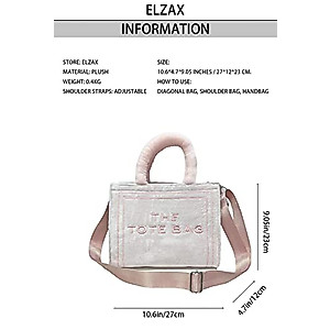 The Tote Bag for Women, Plush Work Travel Handbag with Shoulder Strap Top-Handle Shoulder Crossbody Bags for Daily, Office (pink)