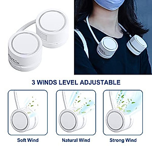 OBR KING Folding Portable Neck Fan, Electric Usb Rechargeable Hand Held Bladeless Pocket Fan, Mini Small Hanging Neck Fan Handheld For Walking/Outdoor/Travel/Office Use