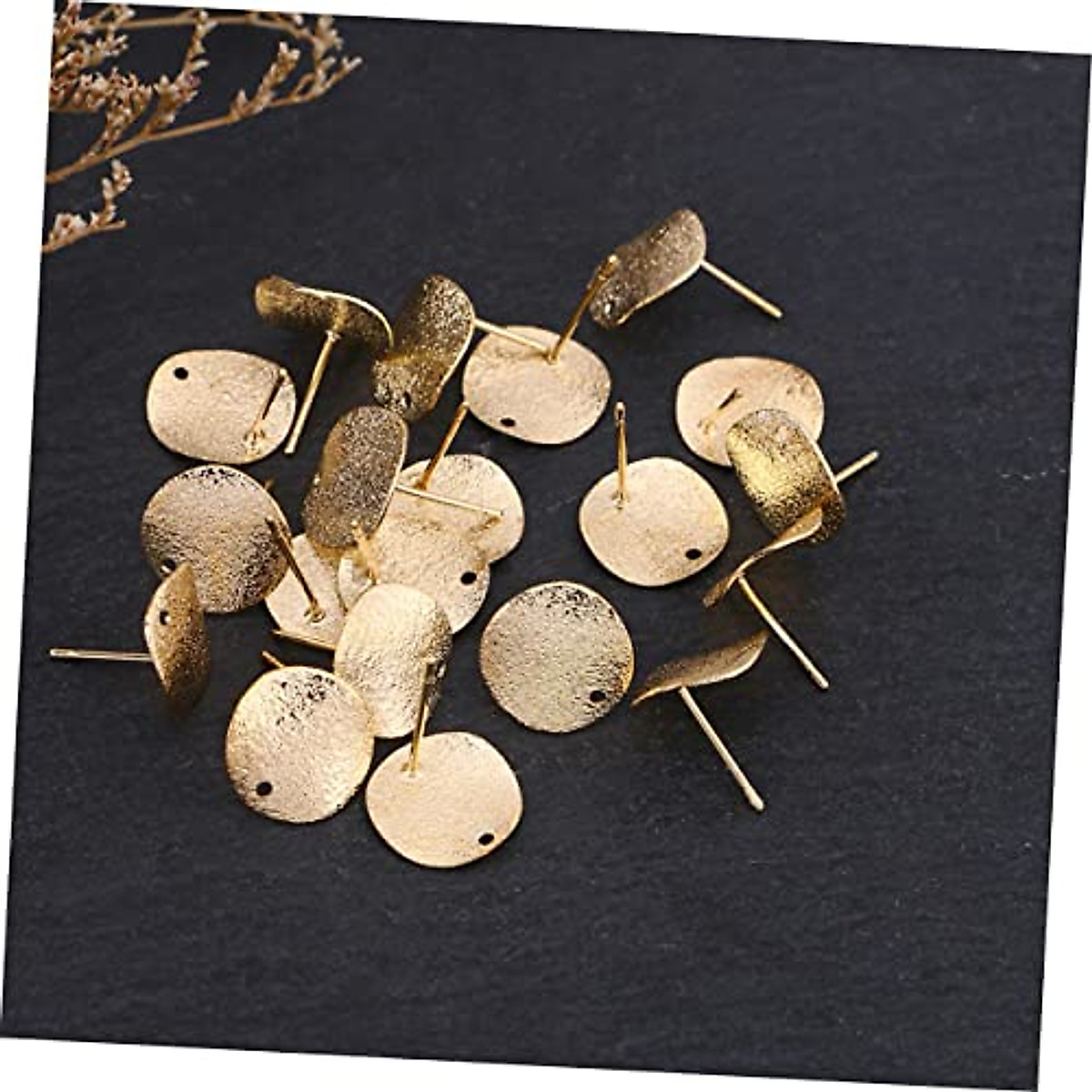 EXCEART 3sets Elegant Alloy Flat Earrings with Holes for Women Small Ear Jewelry Decor in Golden Tone 20pc*3