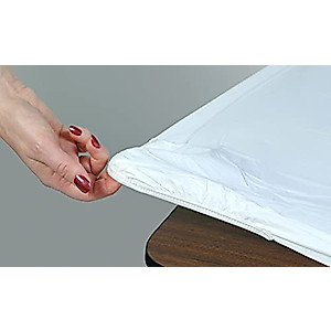 Kwik-Covers 8' Rectangular Plastic Table Covers 30" x 96" (8 Feet), Bundle of 10 - Indoor or Outdoor Fitted Table Covers for Banquet Tables (10 Pack, White)