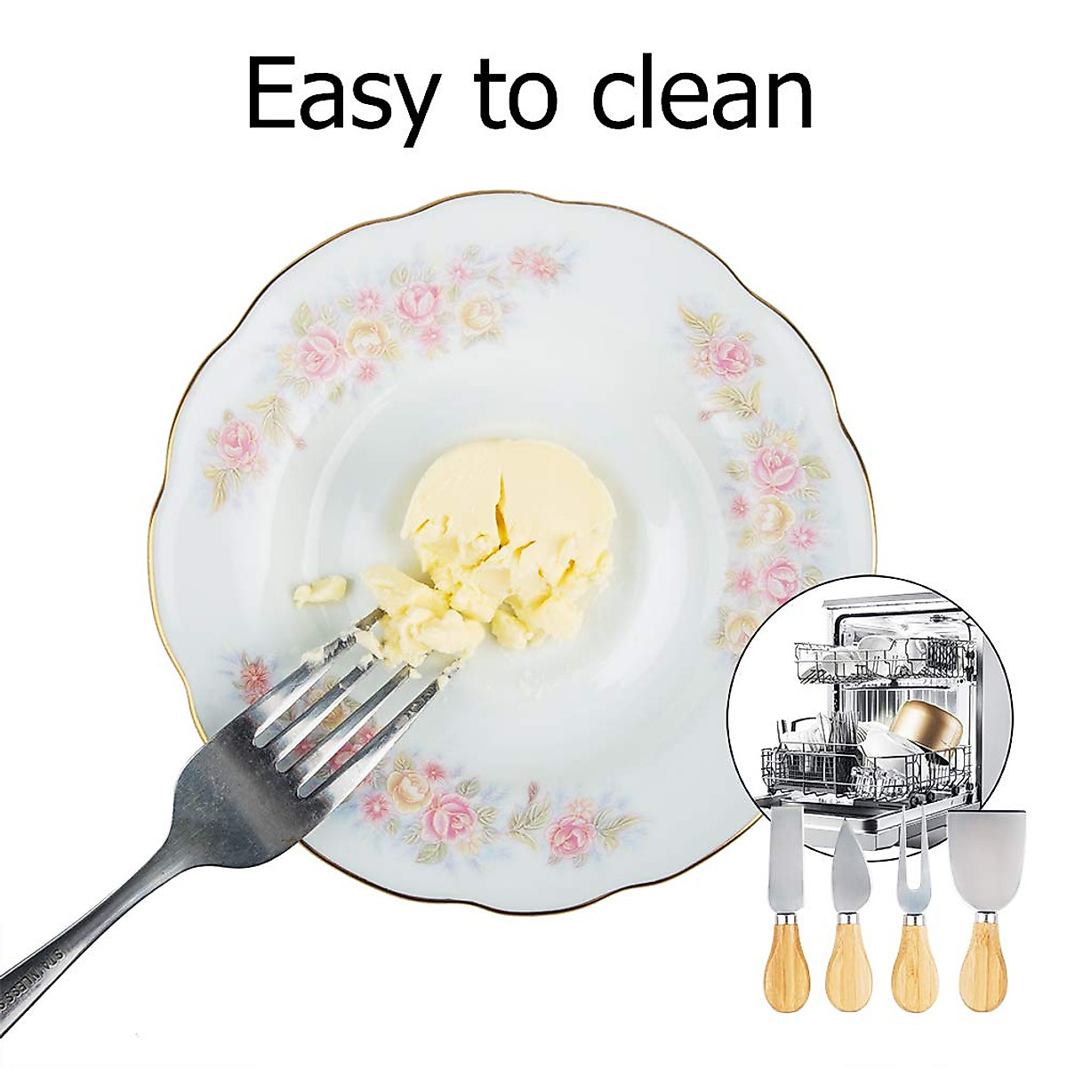 findTop Set of 12, Wood Handle Cheese Knives with Cheese Markers and Soapstone Chalks, 4 Pieces Cheese Slicer Cheese Cutter, 6 Pieces Natural Slate Cheese Labels, 2 Pieces Soapstone Chalks