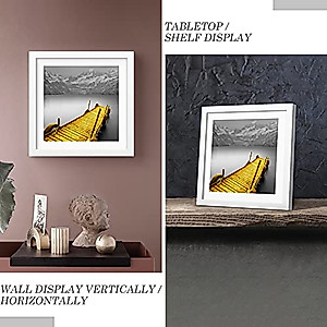 12x12 Picture Frames White Solid Wood Display Pictures 10x10 or 8x8 with Mat or 12x12 without Mat - 12x12 Inch Square Photo Frames with 2 Mats for Wall or Tabletop Mount, 1 Pack