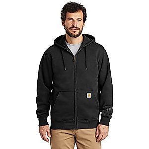 Carhartt Men's Rain Defender Paxton Heavyweight Hooded Sweatshirt, Black, Large