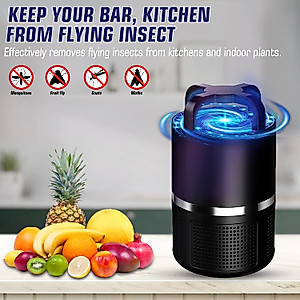 PUBAMALL Indoor Insect Trap, Bug Zapper Indoor, Catcher & Killer for Mosquitos, Gnats, Moths, Fruit Flies, Fruit Fly Traps for Home - Fly Traps Indoor with Suction 02, Black
