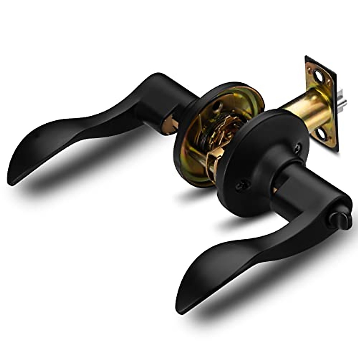 Berlin Modisch Entrance Lever Door Handle [Lock with Two Keys] for Office or Front Door with a Iron Black Finish, Reversible for Right & Left Side, Entry Lever Classic Series