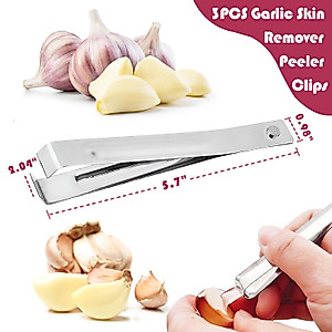 3PCS Stainless Steel Garlic Peeler - Garlic Peeler Clips Skin Remover - Easily Remove The Garlic Skin - Avoid Garlic Smell On Your Hands
