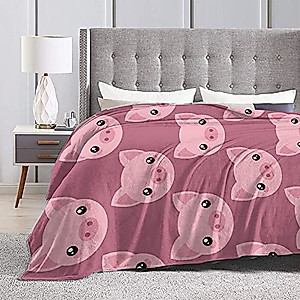 Gadimen Cute Cartoon Pig Flannel Fleece Throw Blanket, Super Soft Lightweight Blankets for All Season, Fleece Blankets for Couch/Bed, Fuzzy Plush Blanket for Home Decorations 50x40 inches