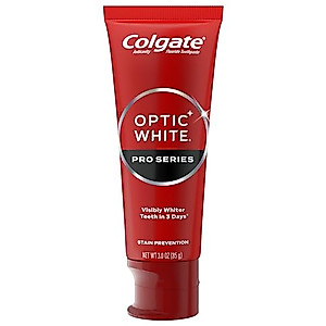 Colgate Optic White Pro Series Whitening Toothpaste with 5% Hydrogen Peroxide, Stain Prevention, 3 Oz Tube
