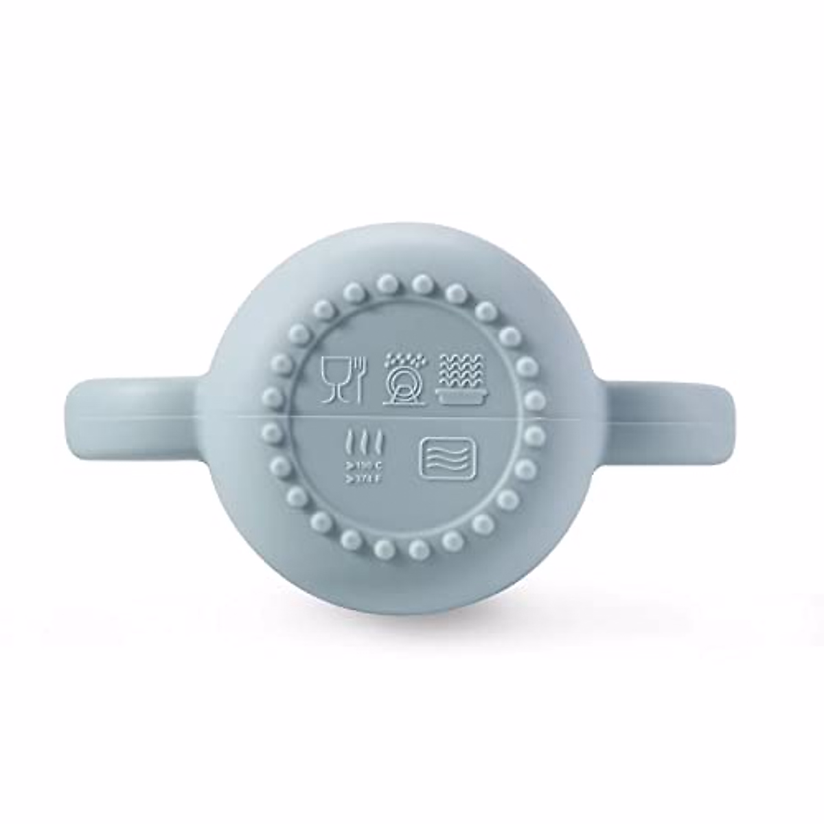 PandaEar 2 Pack 100% Tiny Silicone Drinking Training Cup with Handles & Straw for Baby and Toddler -Blue/Grey