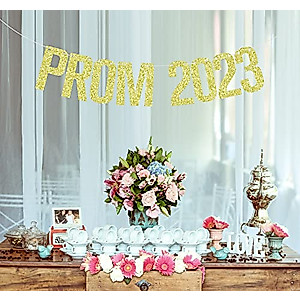 Prom 2023 Banner, Prom Night Decor, Class of 2023 Bunting Garland, 2023 Graduation Party Decorations Gold Glitter
