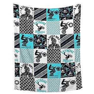 ZHONGKUI Dirt Bikes Blanket,Gift for Motocross Rider,Extreme Sports Flannel Blanket for Boys Kids Teens,Motorcycle Fuzzy Blanket Plush Blankets for Couch,Bed,Camping,40"x50"-Throw Size for Kids
