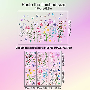 PDCTACST Colorful Flower Wall Decals with Butterfly and Bee, Large Floral Clusters Butterfly Wall Stickers DIY Peel and Stick, Removable PVC Art Wall Decor Mural for Nursery Baby Kids Room