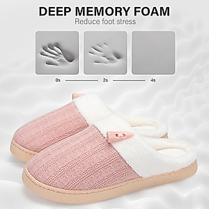 NineCiFun Women's Slippers Scuff Comfy Lightweight House Shoes Slip on Memory Foam Bedroom Slippers Indoor Outdoor Home Shoes with Soft Terry Lining（Pink，7-8）