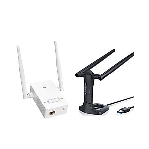 BrosTrend Universal WiFi to Ethernet Adapter, 300Mbps on 2.4GHz, WiFi to Wired Converter Wireless Bridge + BrosTrend Linux WiFi Adapter for Ubuntu, Mint, Kali, Debian, Lubuntu, Xubuntu, Mate