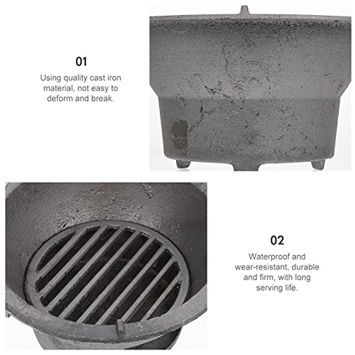 Angoily Cast Iron Charcoal Grill Japanese Tabletop BBQ Grill Mini Portable Hibachi Grill Indoor Grill Stove Camping Barbecue Tool BBQ Charcoal Stove 20cm