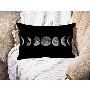 Lumbar Throw Pillow Cover 12x20 Inch Decorative Bedroom Living Room Moon Phases Rectanglar Cushion Case for Bed Sofa Couch