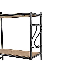 Creative Co-Op 32 Inch Metal & Wood Hooks Wall Shelf, Black