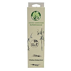 Bamboo Straws Drinking Reusable- Includes FREE Cleaning Brush and FREE Travel Pouch- Eco-Friendly, Zero Waste, Compostable and Biodegradable Straw for Tea, Coffee, Water and Juice- 10-Pack