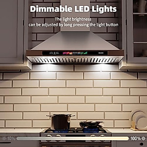 BRANO 30-inch Wall Mount Range Hood 900 CFM with Voice/Gesture/Touch Control, Stainless Steel Kitchen Hood Vent with 4 Speed Exhaust Fan, LED Adjustable Lights, Memory Mode